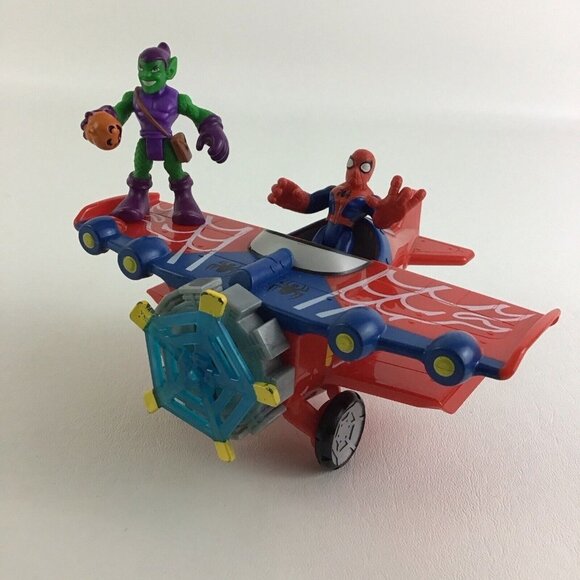 Playskool | Toys | Spiderman Adventures Stunt Wing Spider Plane Green ...